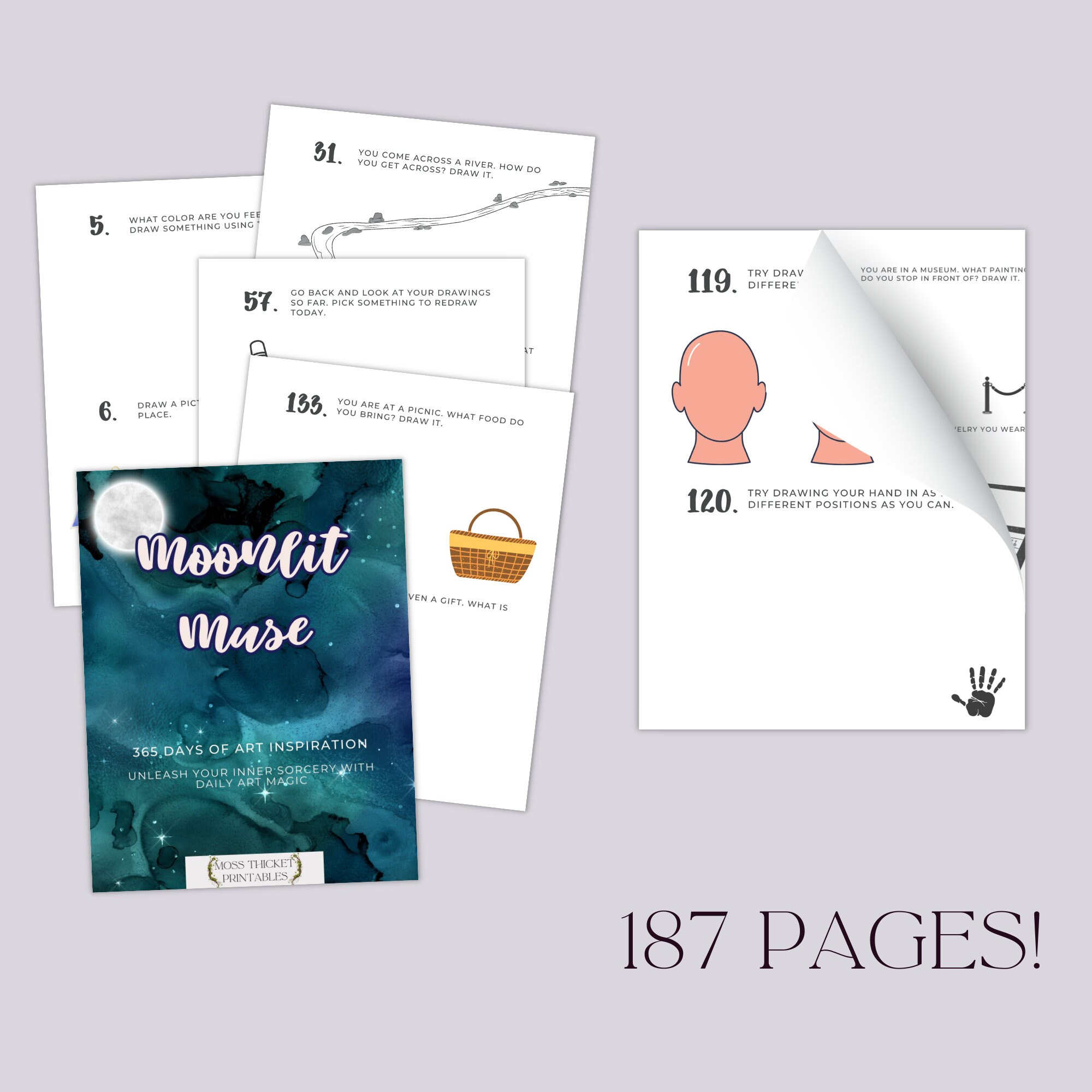 365 Drawing Prompts, Moonlit Muse, Coloring Book, Drawing Practice ...