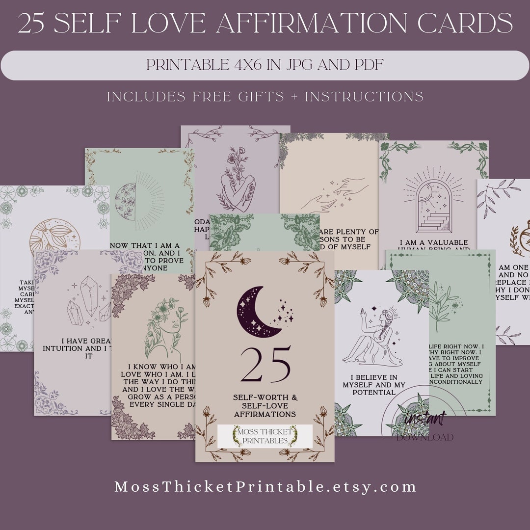 Self Love Affirmation Cards, Printable, Instant Download, 4x6, Serenity ...