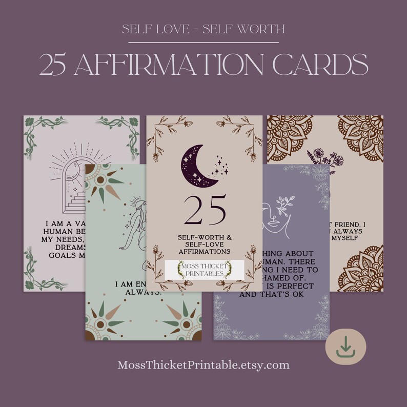 Self Love Affirmation Cards, Printable, Instant Download, 4x6, Serenity ...