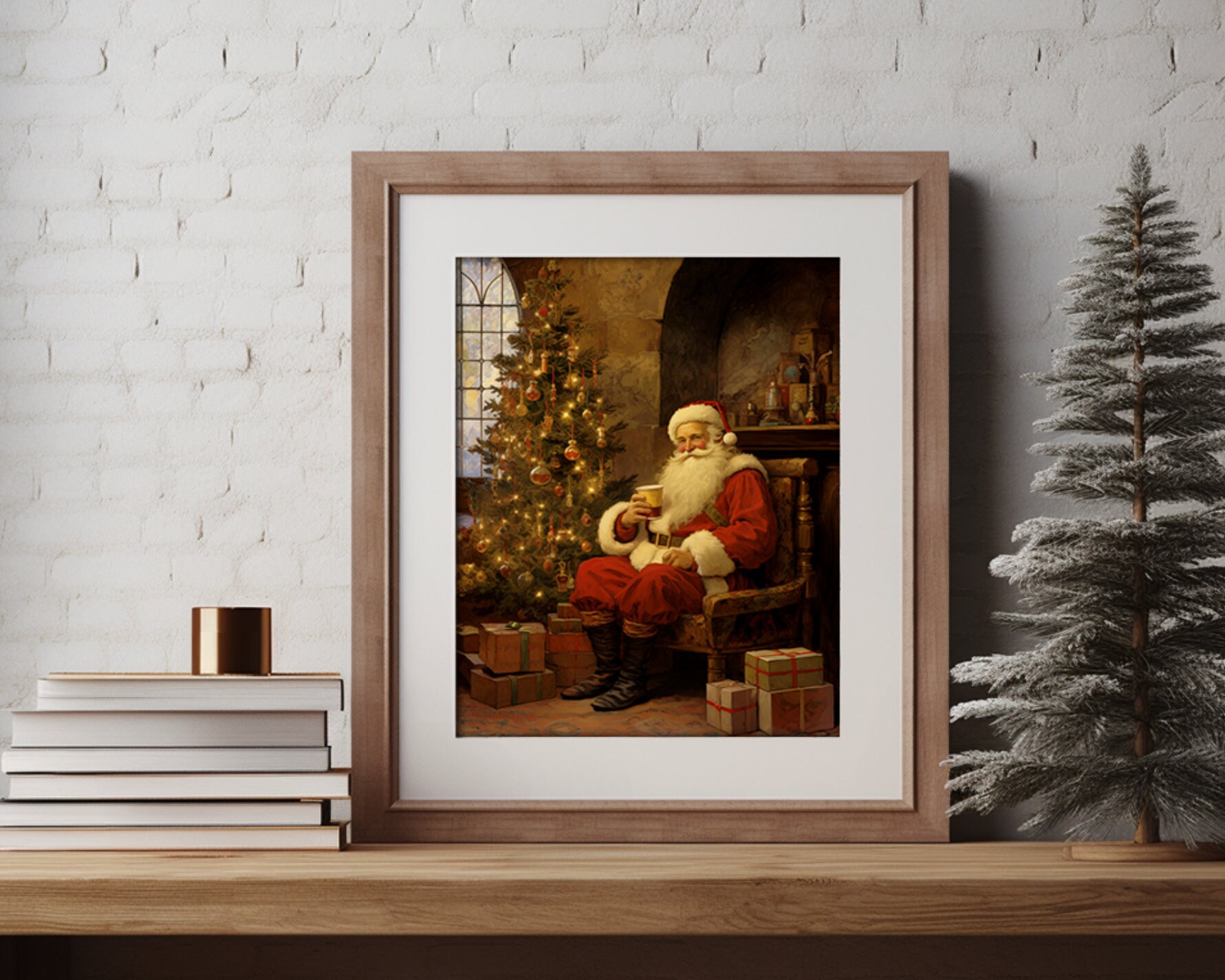 Santa Wall Art, Christmas Wall Art, Digital Print, Christmas Art Wall ...