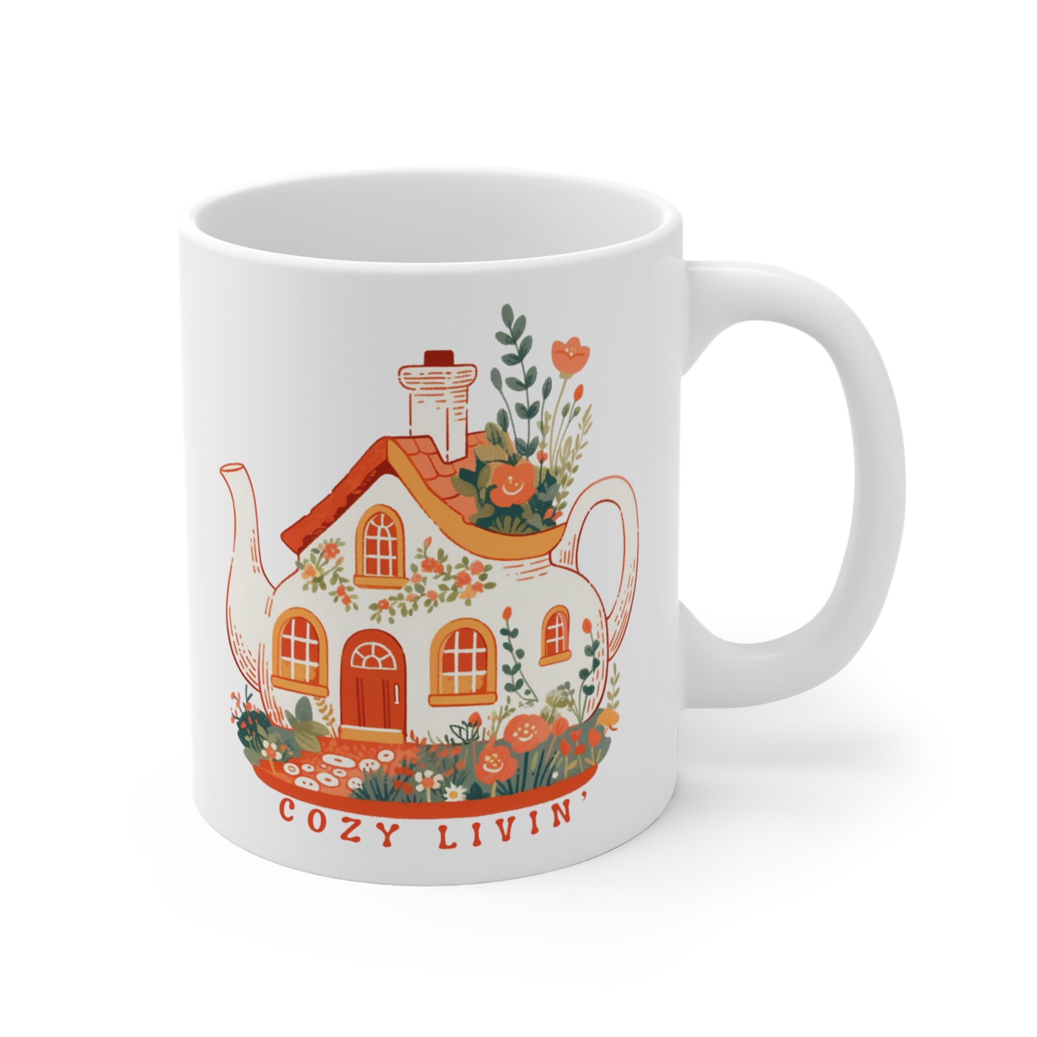 Teapot Cottage - Cottagecore Mug, Cozy Cute Mug, Coffee and Tea, Mug ...
