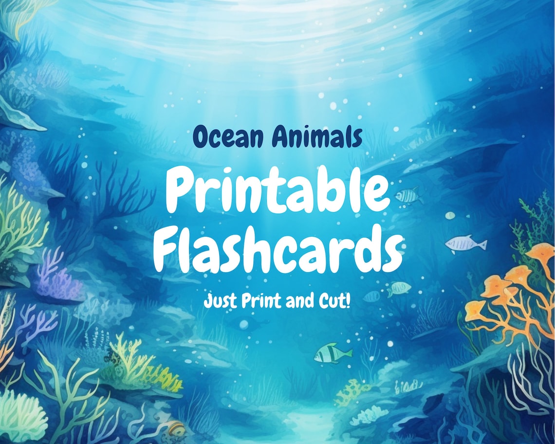 Flash Cards Ocean Animals PDF Printable Digital Download - Etsy