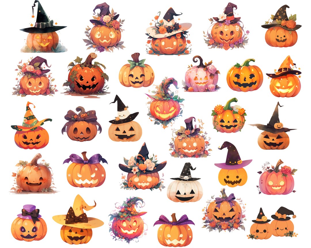 Halloween Clipart, Jack O' Lantern Clipart, Pumpkin, Stickers, Sticker ...