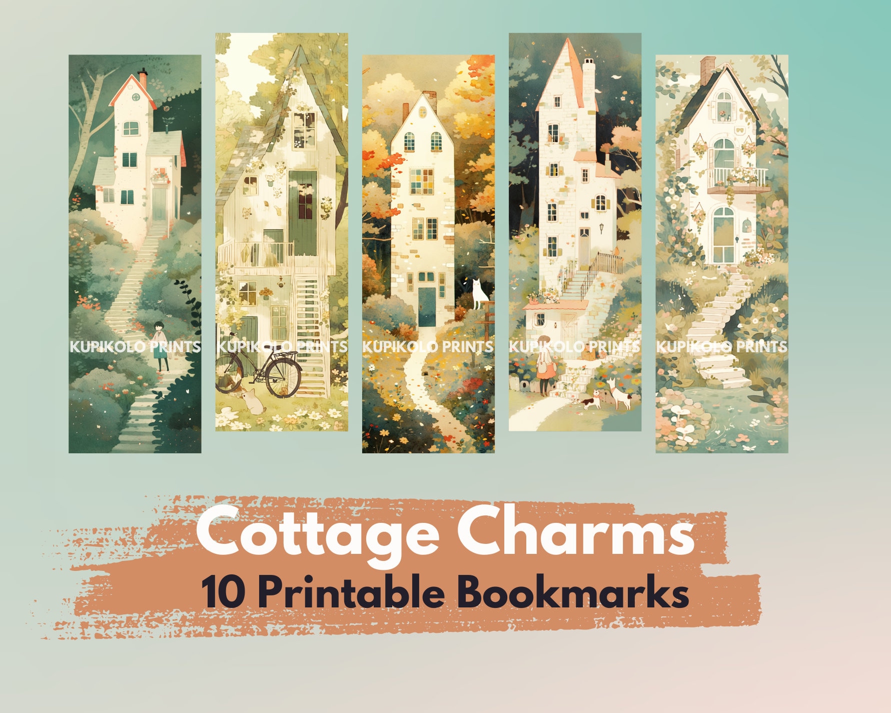 Cozy Cottage Bookmarks, Cottage, Cute Illustrations, Bookmarks ...