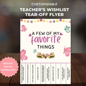 Teacher Appreciation Week Printable Teacher's Wishlist Tear-off Flyer ...