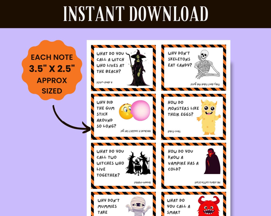 Kids Lunch Box Notes Jokes Lunch Box Jokes Printable Halloween Jokes ...