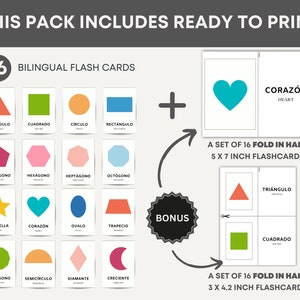 Spanish & English Shapes Bilingual Flashcards Printable | Modern Basic ...