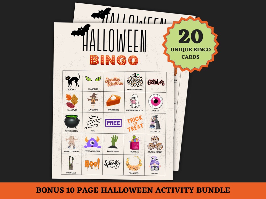 Halloween Bingo Kids Halloween Bingo Cards Halloween Party Games Kids ...