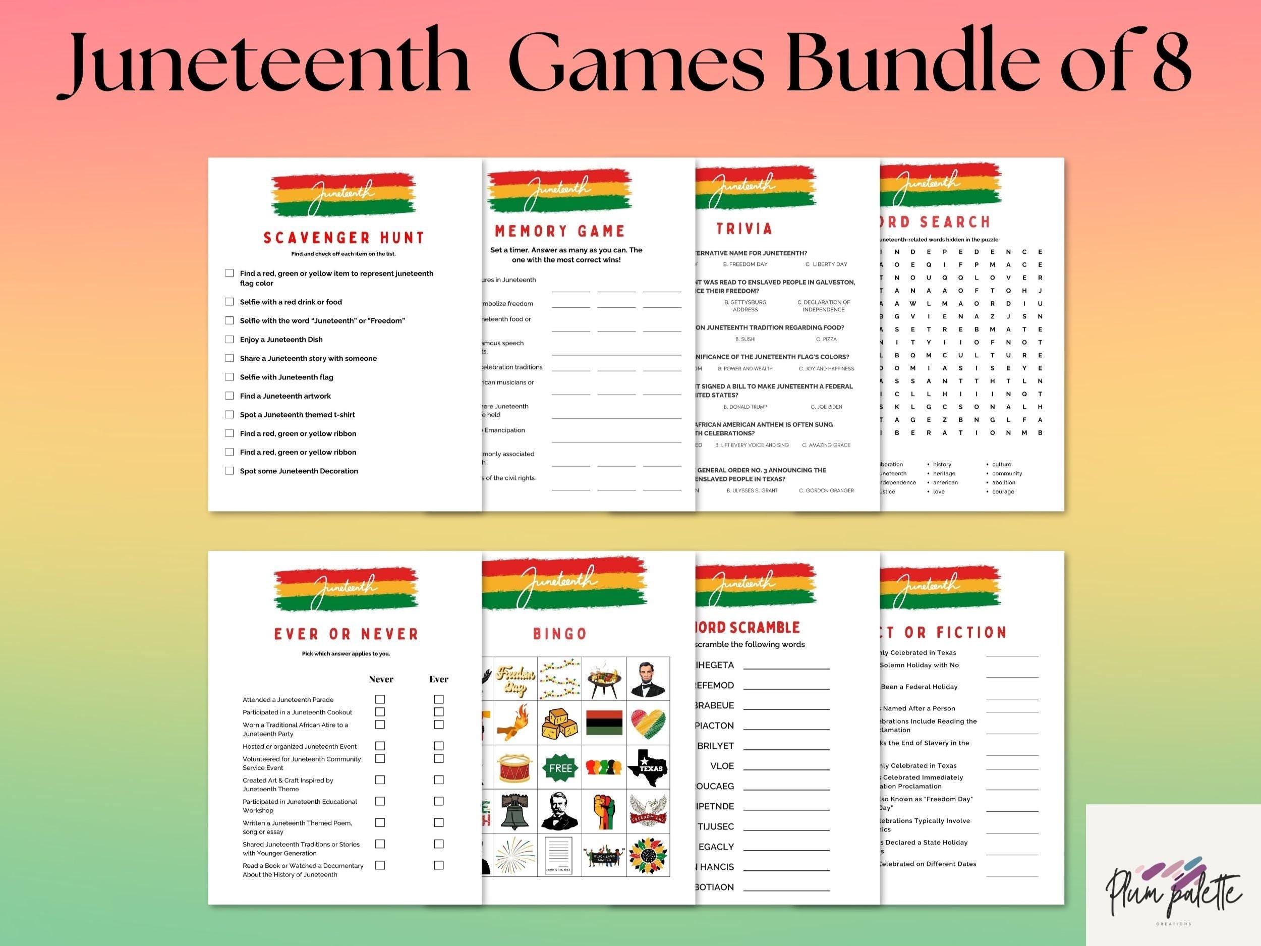 Juneteenth Games Bundle Juneteenth Trivia Party Games Black History ...