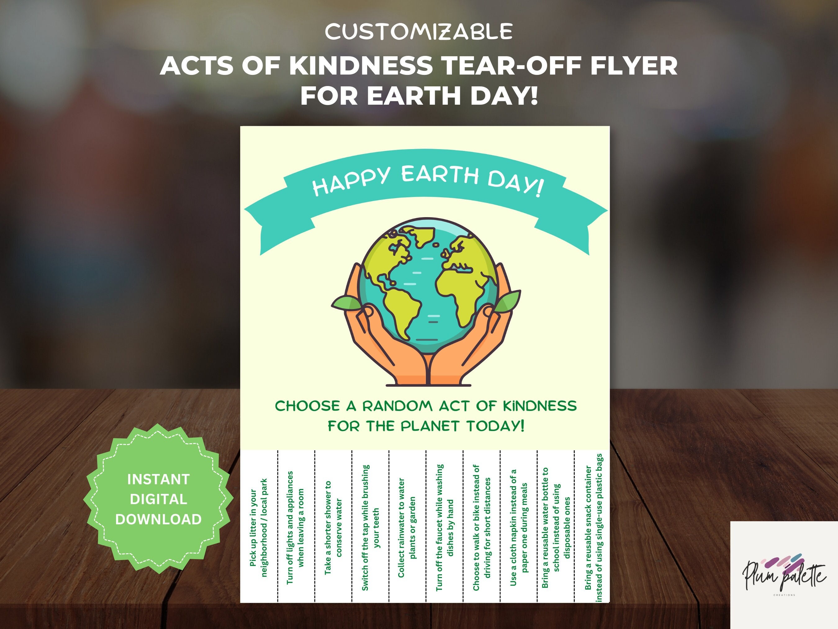 Earth Day Acts of Kindness Tear-off Flyer Kids Activity Earth Day ...