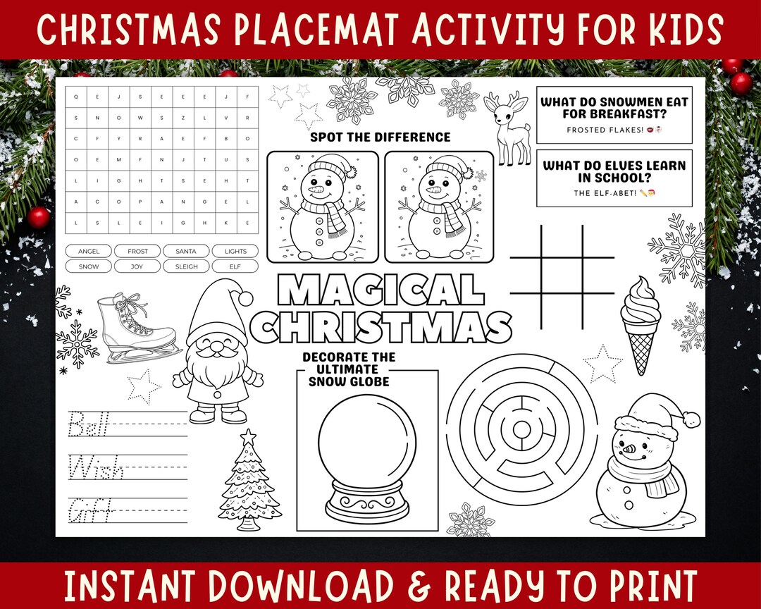 Christmas Placemats Activity for Kids, Christmas Eve Box, Christmas ...