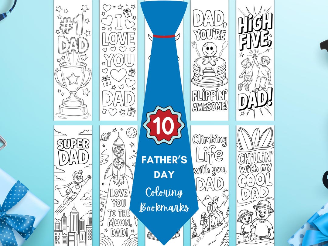 Father's Day Bookmark Coloring Bookmark for Dad,father's Day Craft for ...