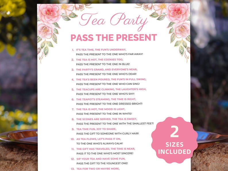 Pass the Prize Tea Party Game, Pass the Prize Game, Pass the Gift Game ...