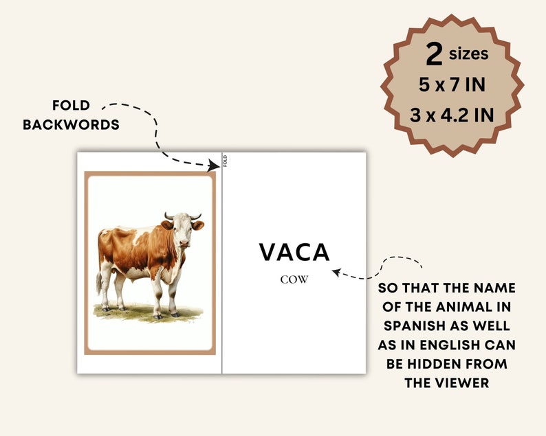 16 Farm Animals Cards Montessori Flash Cards Animal Pre-school Cards ...