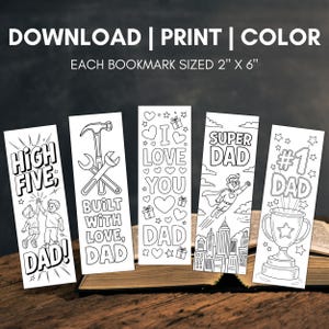 Father's Day Bookmark Coloring Bookmark for Dad,father's Day Craft for ...