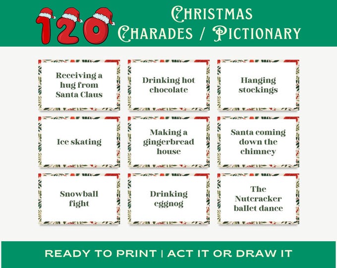 Christmas Charades for Kids, Christmas Party Game, Christmas Charades ...