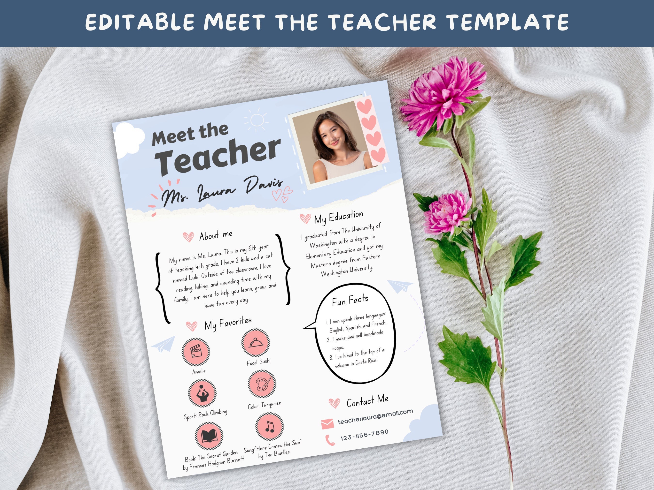 Meet the Teacher Template Get to Know Teacher Back to School All About ...
