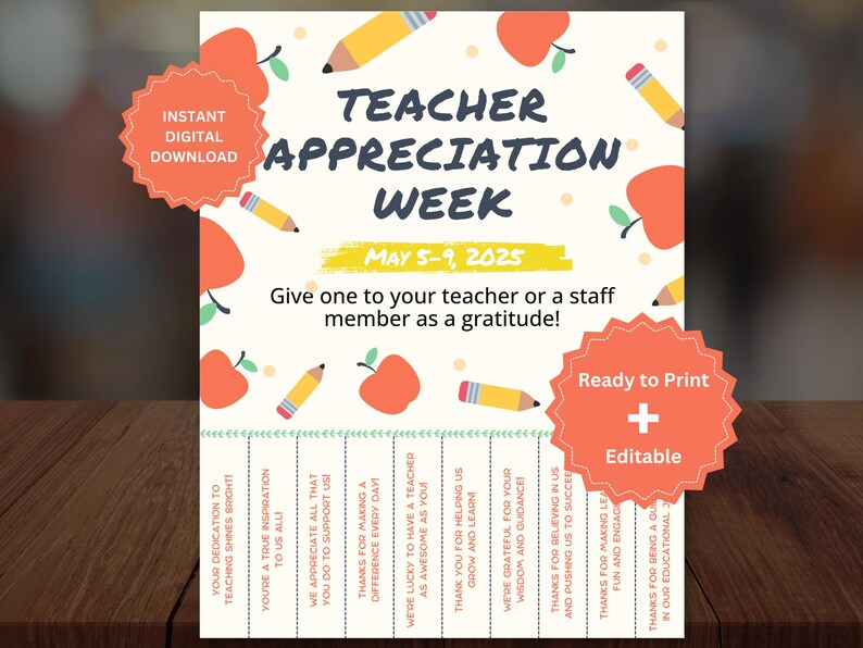 Teacher Appreciation Week Signs, Tear off Compliments Printable Teacher ...