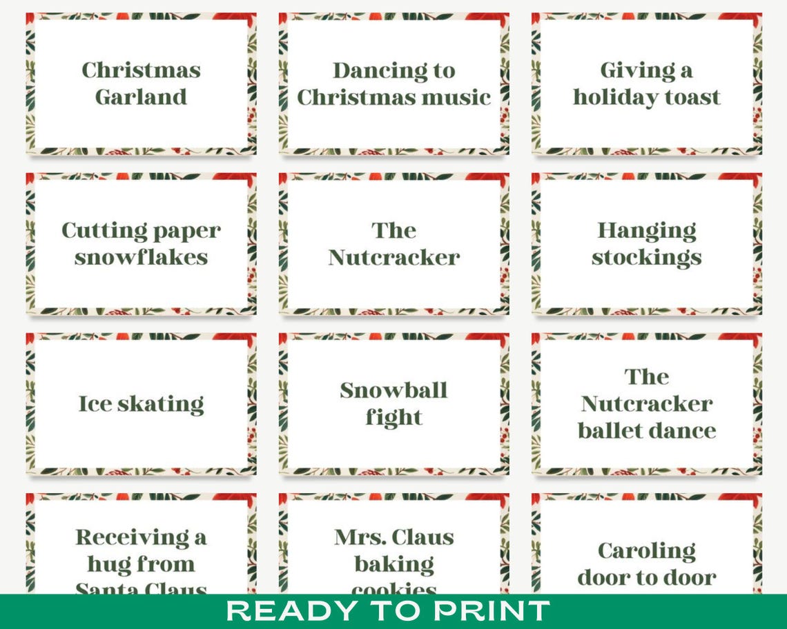 Christmas Charades Christmas Pictionary Christmas Adult Family Games ...