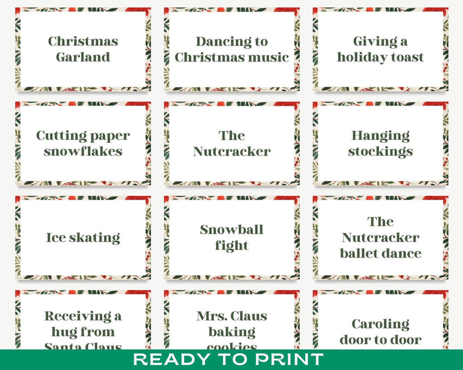 Christmas Charades Christmas Pictionary Christmas Adult Family Games ...