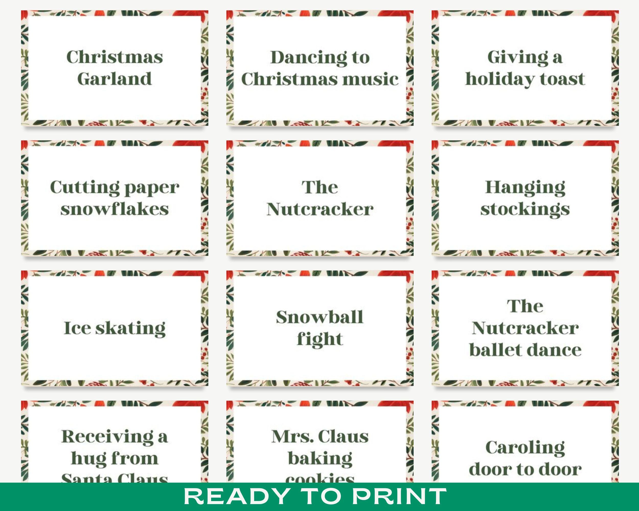 Christmas Charades Christmas Pictionary Christmas Adult Family Games ...