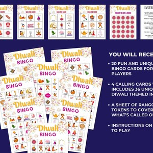 Diwali Bingo Printable Cards, Family Diwali Bingo, Desi Indian Games ...