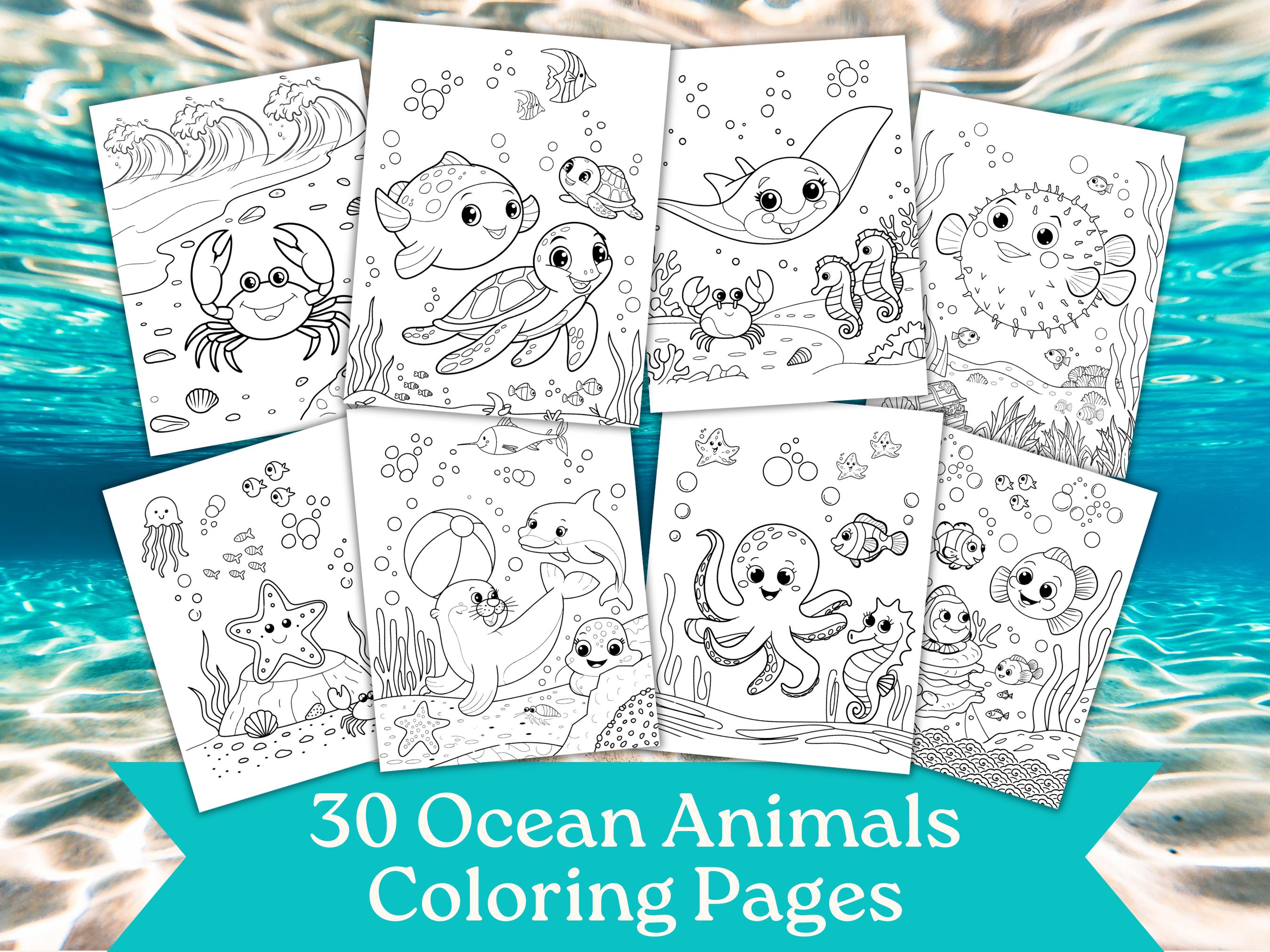 Ocean Animals Kids Coloring Pages, Underwater Coloring, Fish Coloring ...