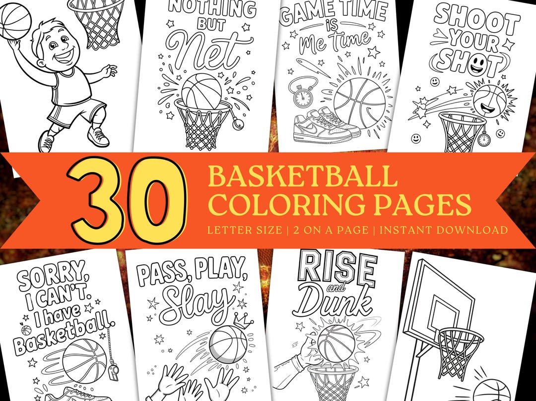 30 Basketball Coloring Pages Printable – Instant Download, Sports ...