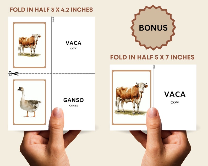 16 Farm Animals Cards Montessori Flash Cards Animal Pre-school Cards ...