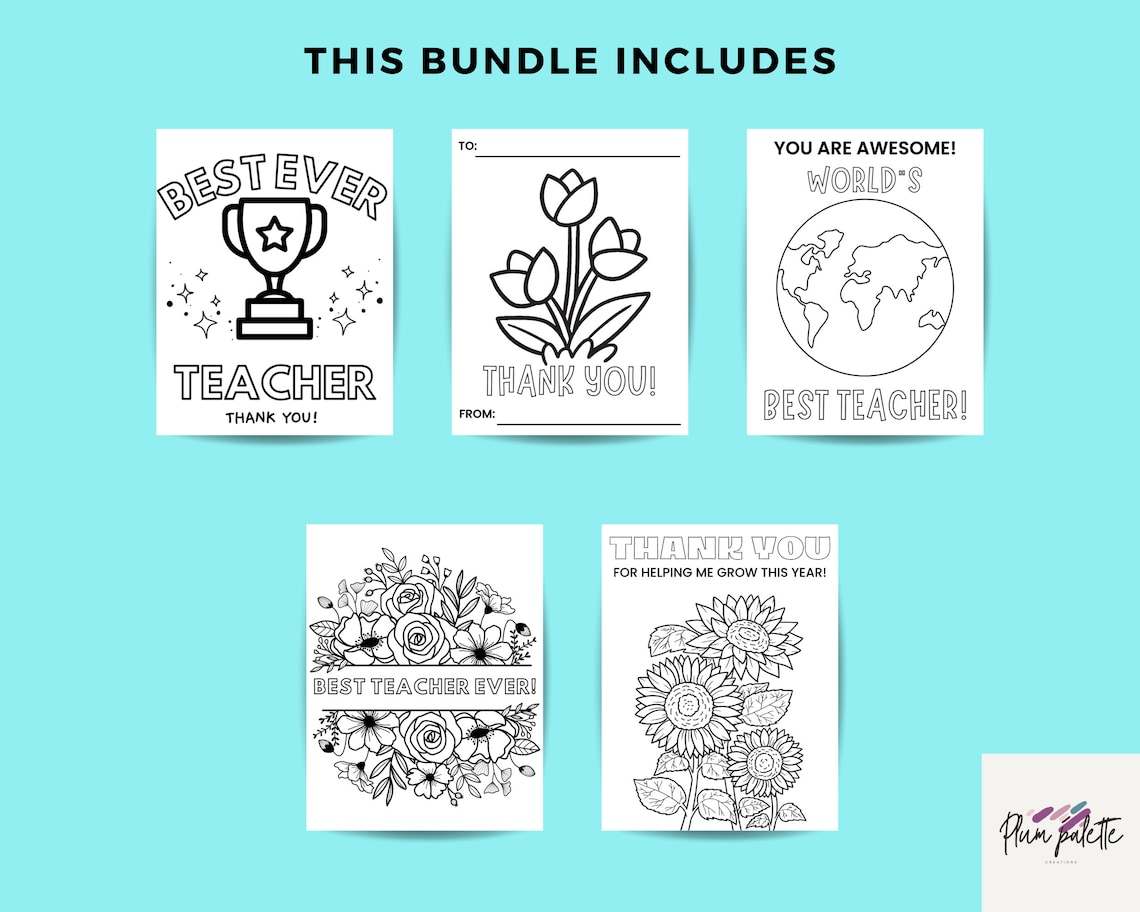 Printable Teacher Appreciation Coloring Pages Bundle Teacher ...