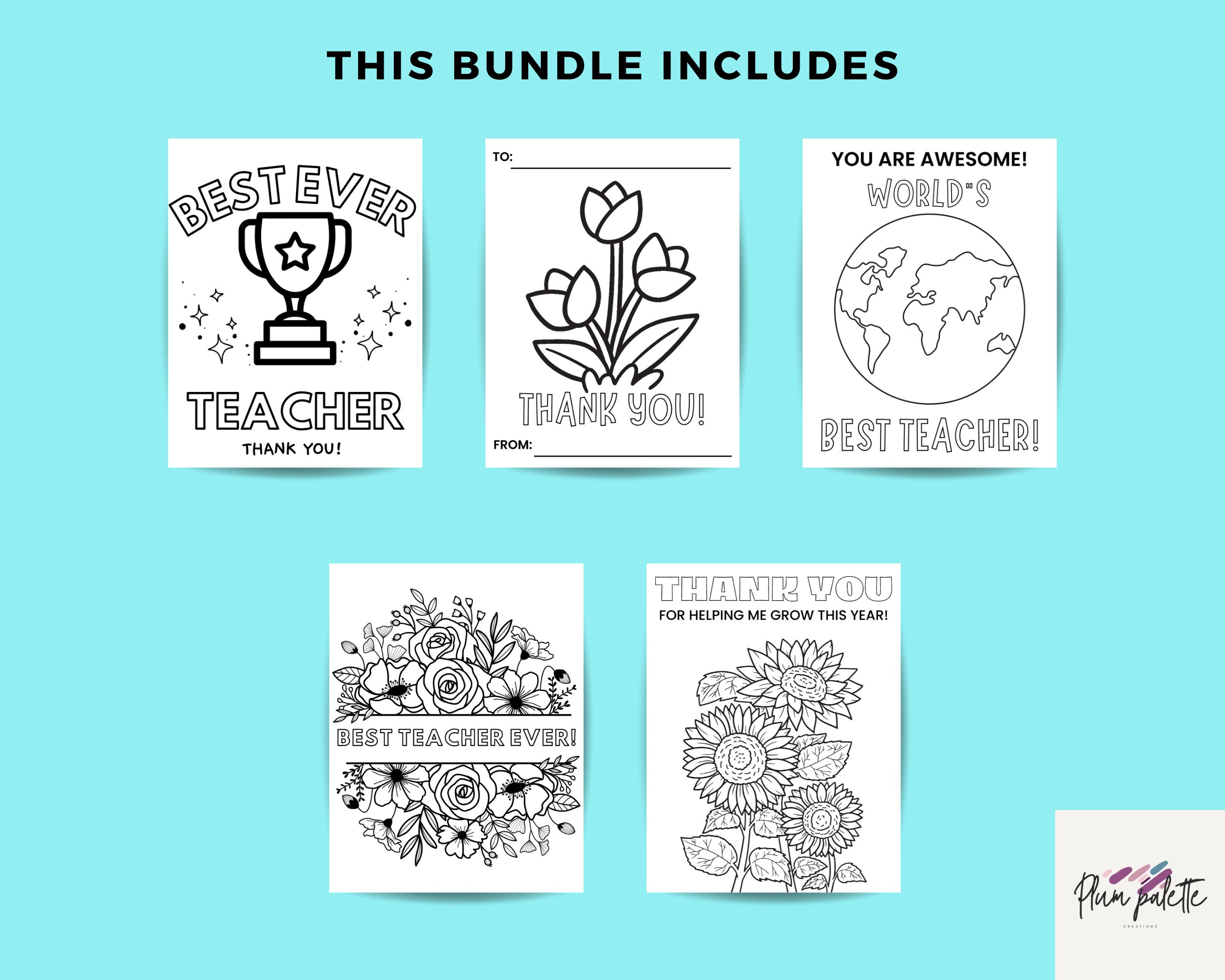 Printable Teacher Appreciation Coloring Pages Bundle Teacher ...