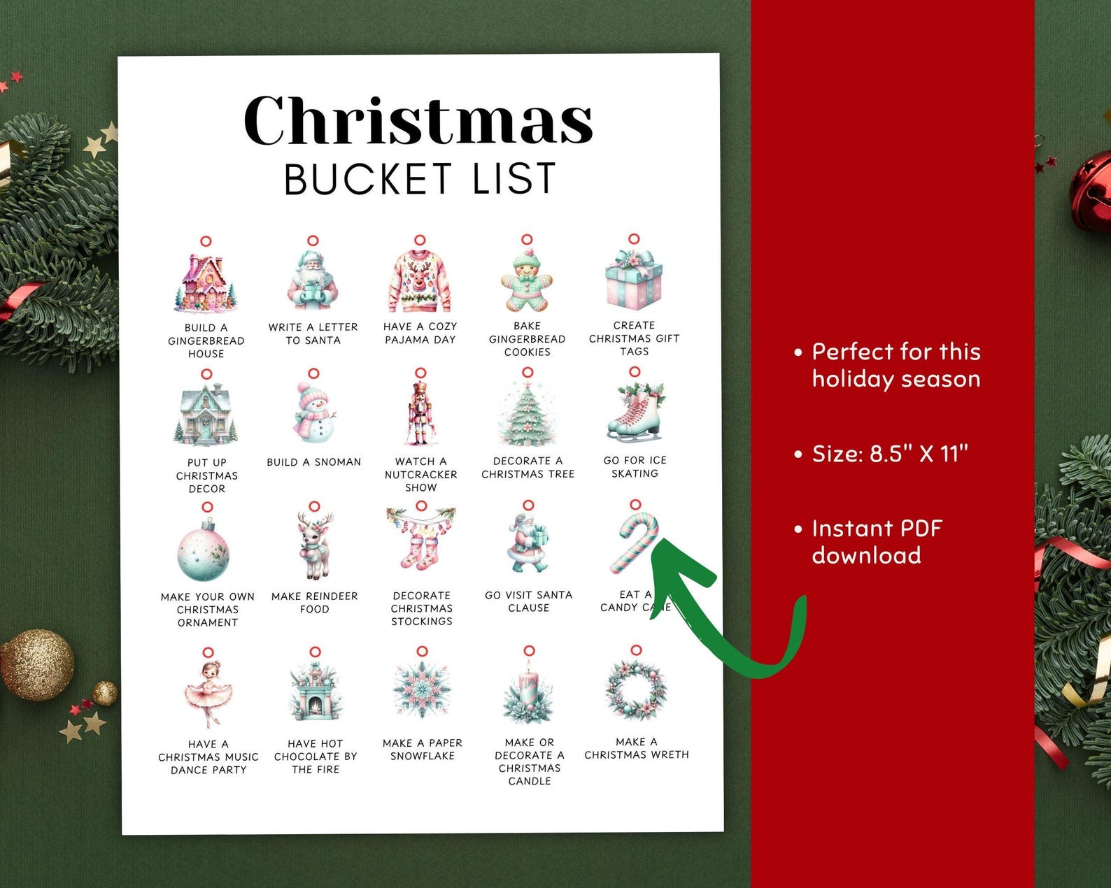 Christmas Bucket List, Winter Bucket List Template, Christmas to Do ...
