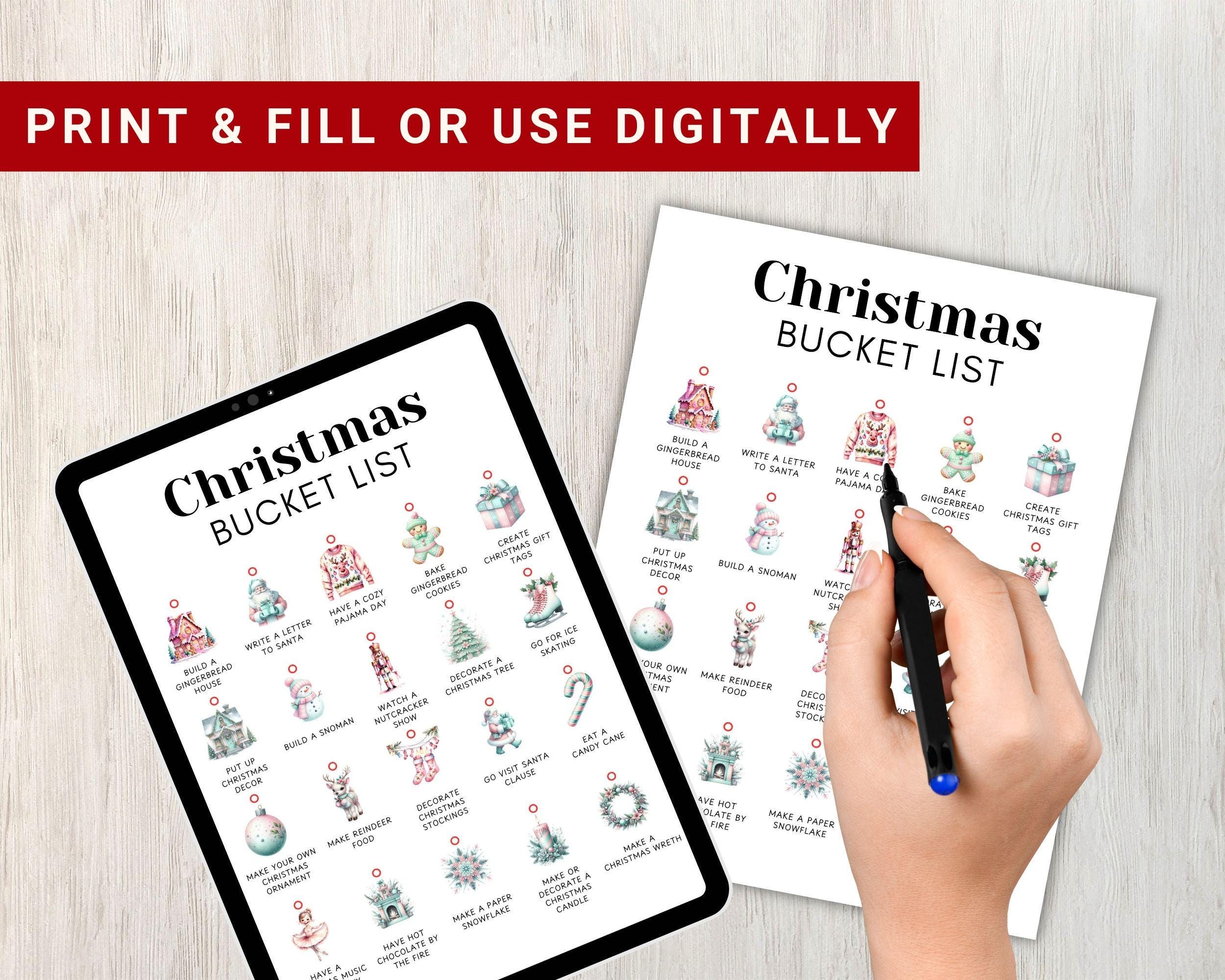 Christmas Bucket List, Winter Bucket List Template, Christmas to Do ...