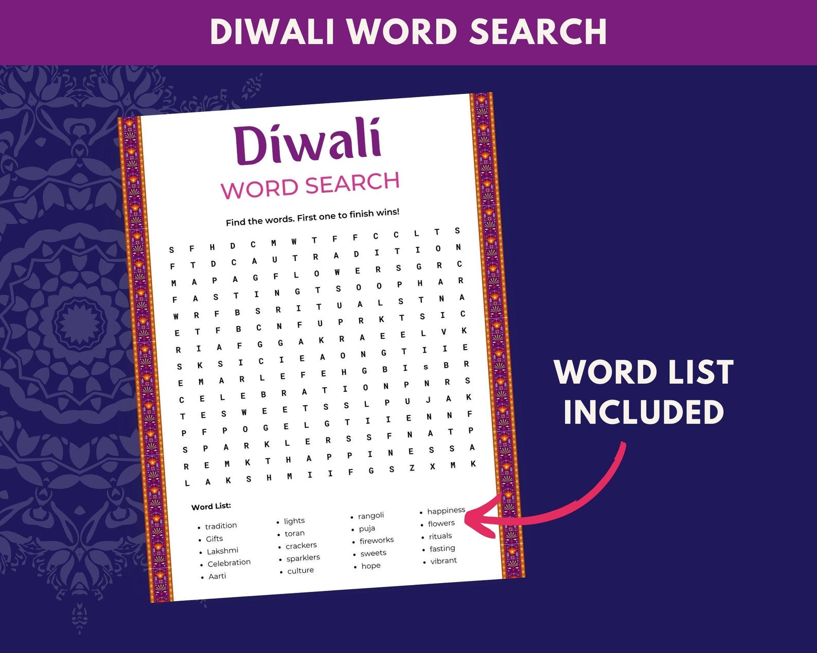Diwali Games Diwali Word Search Diwali Printable Diwali Word Game ...