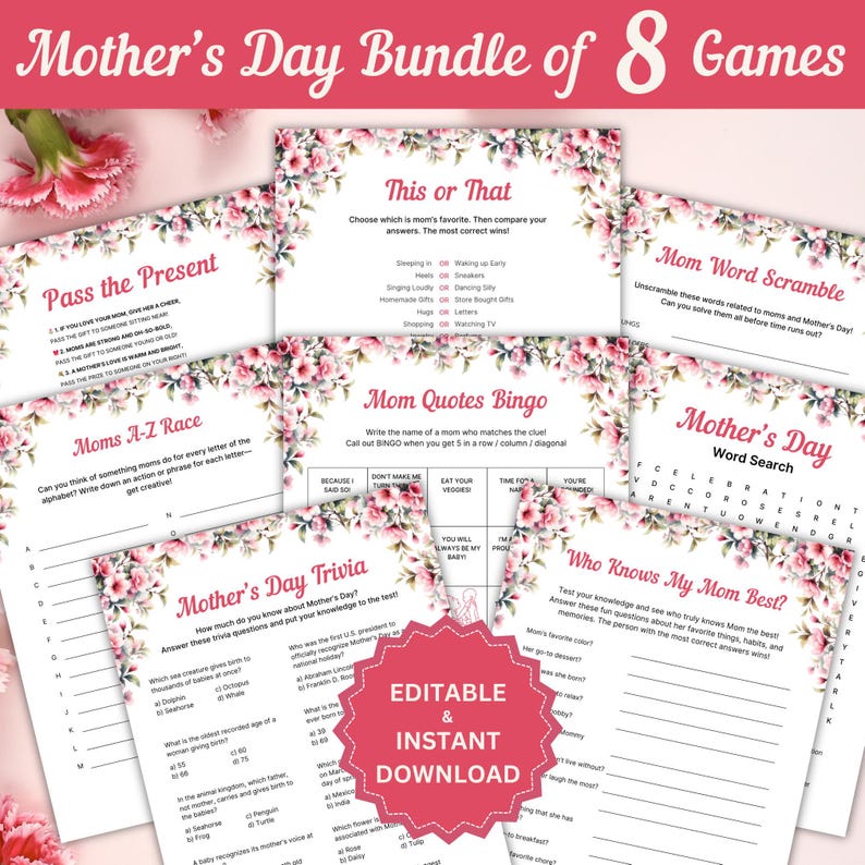 Mother's Day Trivia, Mother's Day Brunch Games, Gift Exchange Games ...