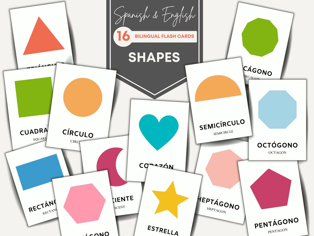 Spanish & English Shapes Bilingual Flashcards Printable | Modern Basic ...