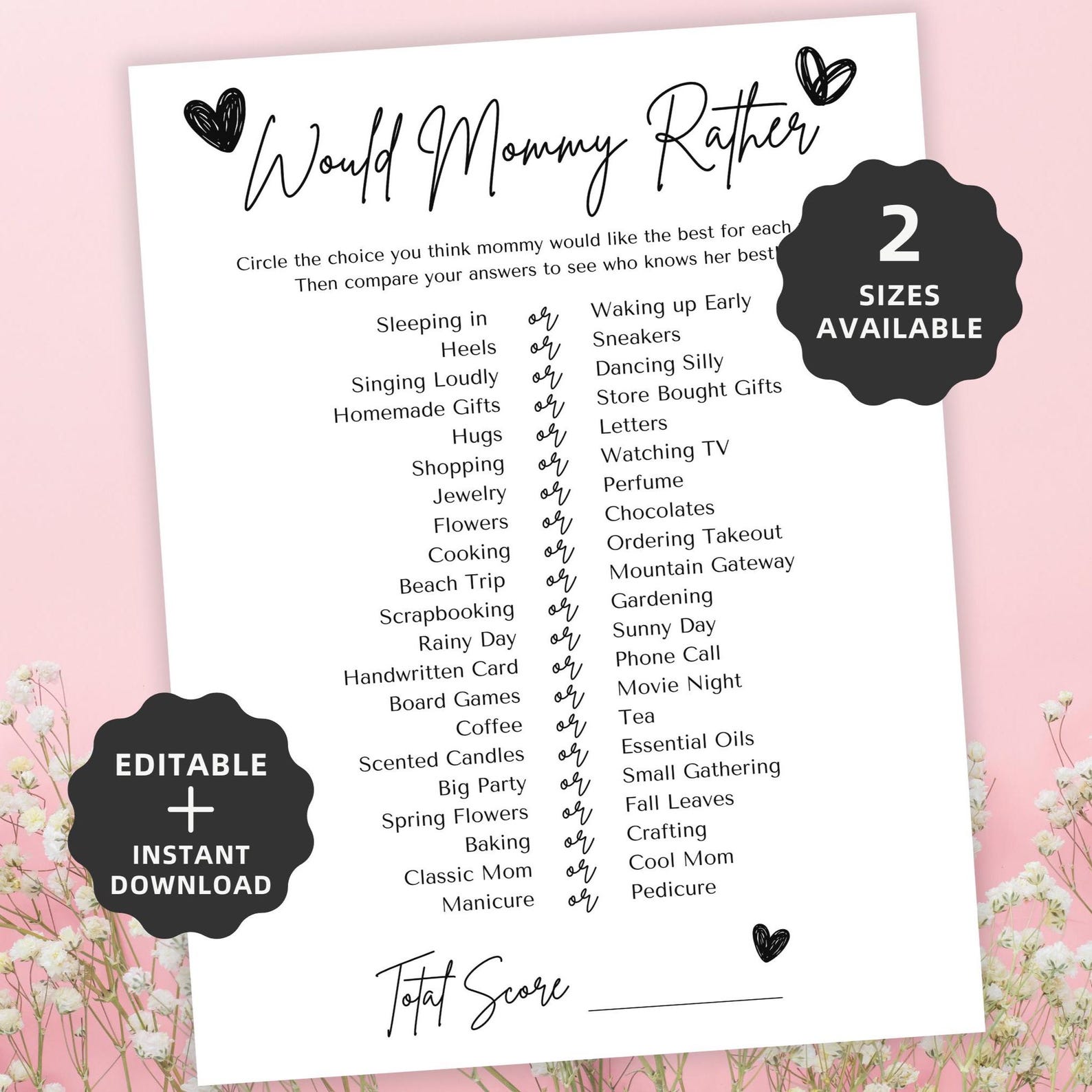 Would Mommy Rather Baby Shower Game | Minimalist/neutral Baby Shower ...