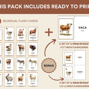 16 Farm Animals Cards Montessori Flash Cards Animal Pre-school Cards ...