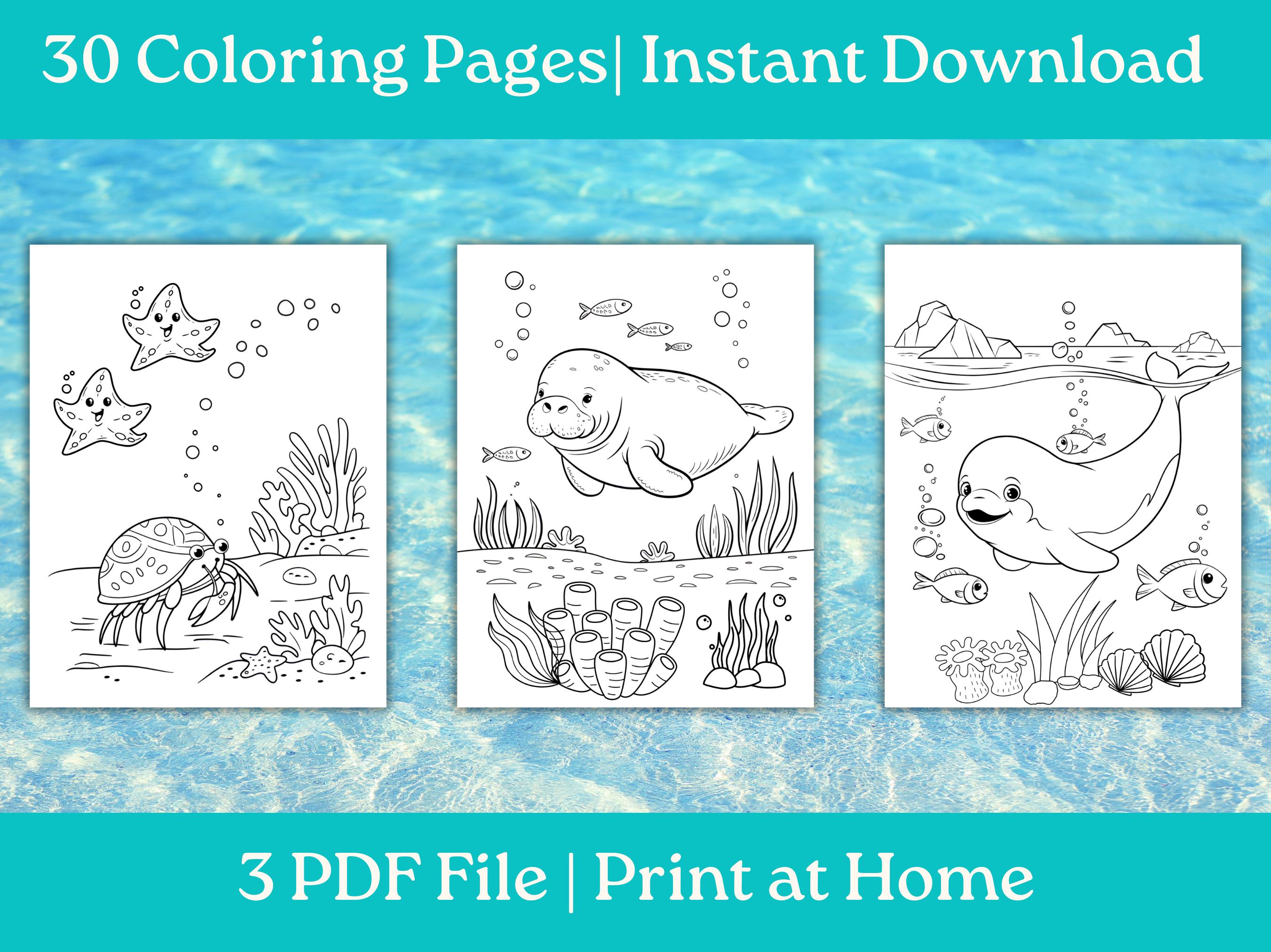 Ocean Animals Kids Coloring Pages, Underwater Coloring, Fish Coloring ...