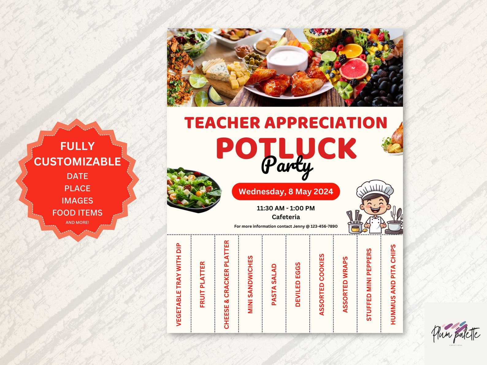 Teacher Appreciation Week Potluck Tear off Flyer Potluck Signup Sheet ...