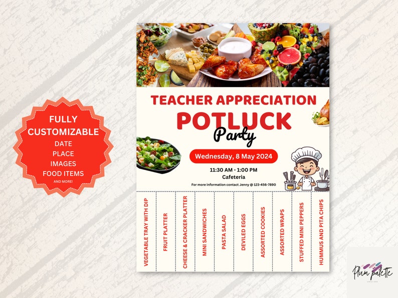 Teacher Appreciation Week Potluck Tear off Flyer Potluck Signup Sheet ...
