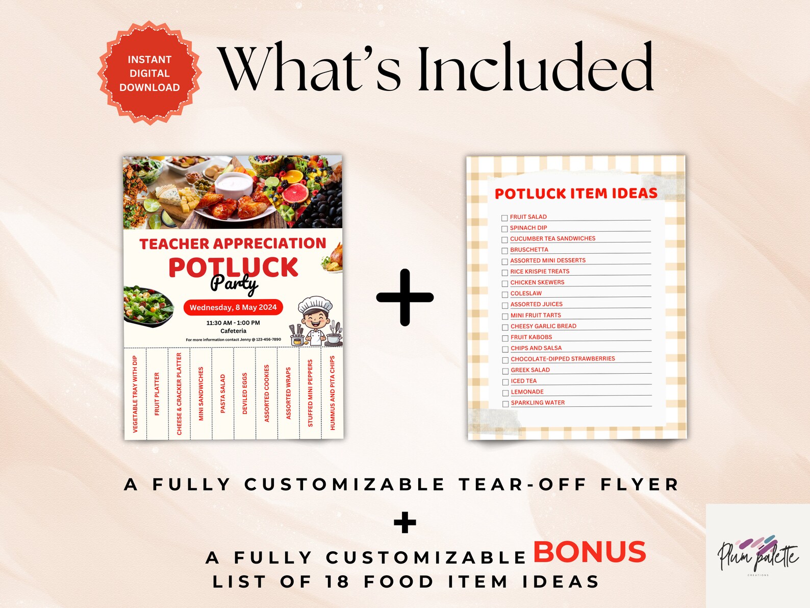 Teacher Appreciation Week Potluck Tear off Flyer Potluck Signup Sheet ...