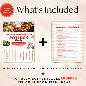 Teacher Appreciation Week Potluck Tear off Flyer Potluck Signup Sheet ...