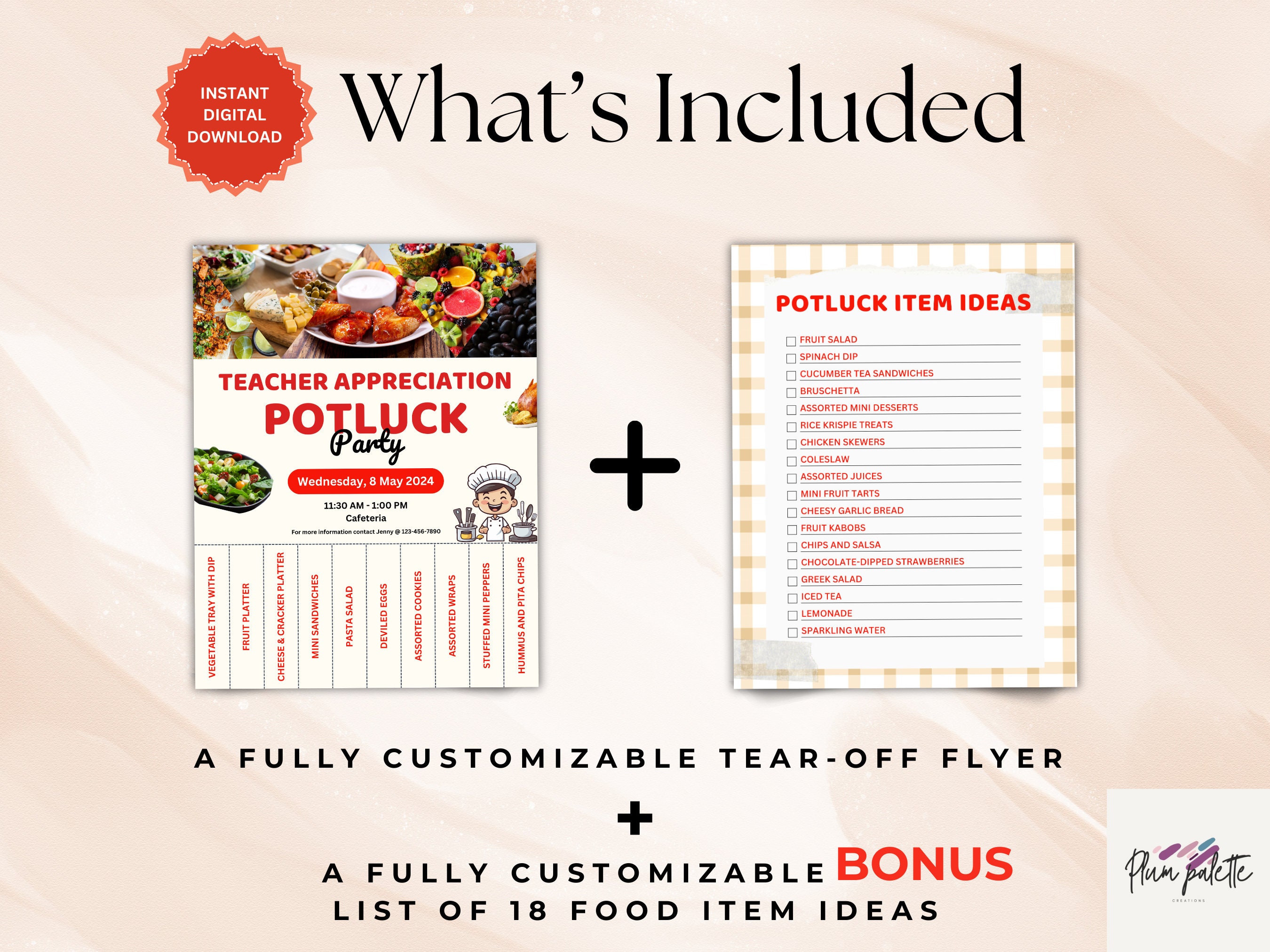 Teacher Appreciation Week Potluck Tear off Flyer Potluck Signup Sheet ...