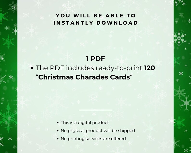 Christmas Charades Christmas Pictionary Christmas Adult Family Games ...