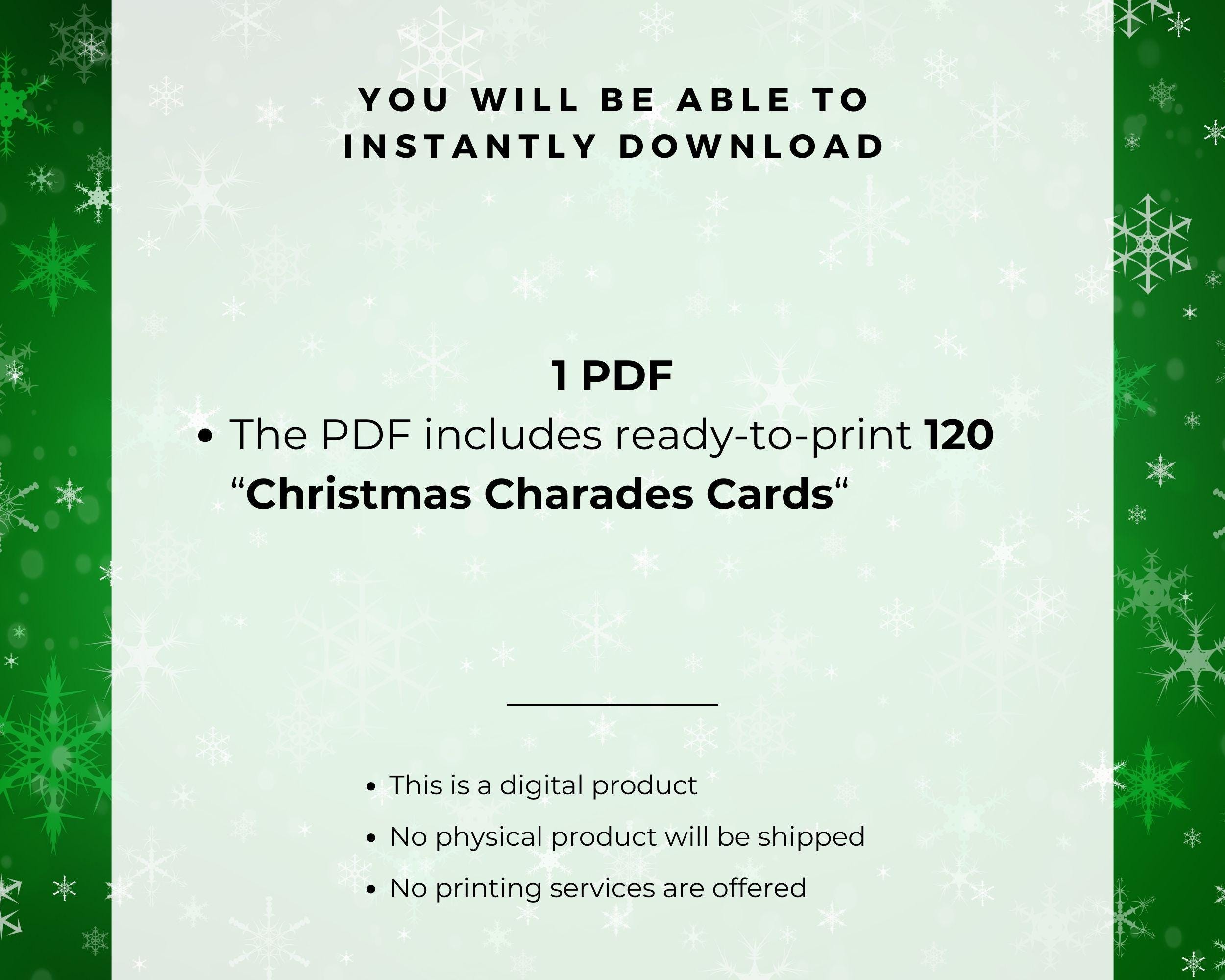 Christmas Charades Christmas Pictionary Christmas Adult Family Games ...