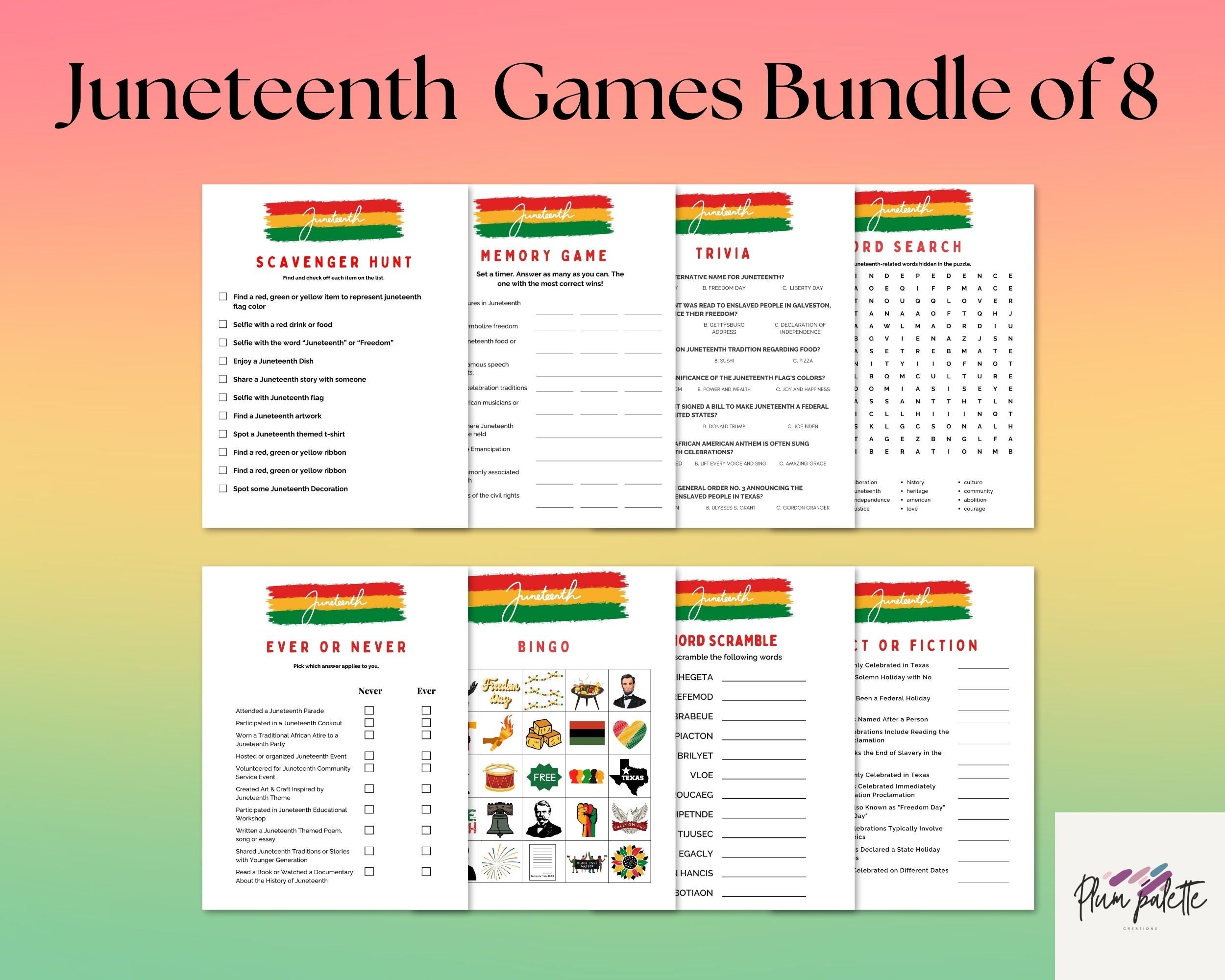 Juneteenth Games Bundle Juneteenth Trivia Party Games Black History ...
