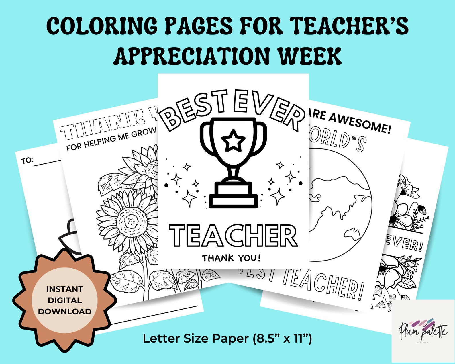 Printable Teacher Appreciation Coloring Pages Bundle Teacher ...