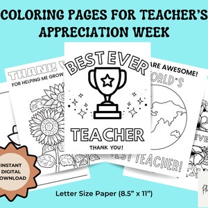 Printable Teacher Appreciation Coloring Pages Bundle Teacher ...