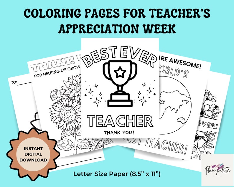 Printable Teacher Appreciation Coloring Pages Bundle Teacher ...